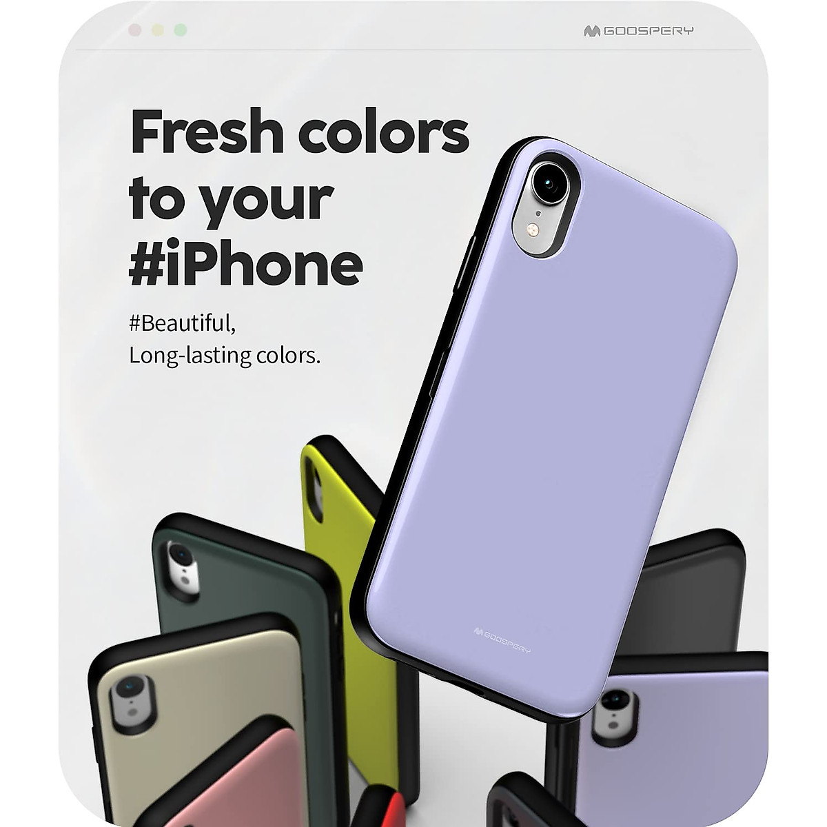 GOOSPERY iPhone XR Wallet Case with Card Holder, Protective Dual Layer Bumper Phone Case - Lilac Purple