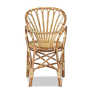 bali & pari Sheraton Modern and Contemporary Light Honey Rattan Dining Chair