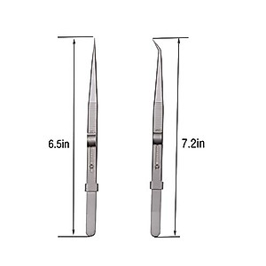 Tweezers, Precision Tweezers Set, Anti-Static Stainless Steel Curved of Tweezers, for Electronics, Laboratory Work, Jewelry-Making, Craft, Soldering, Etc（2 PCS）