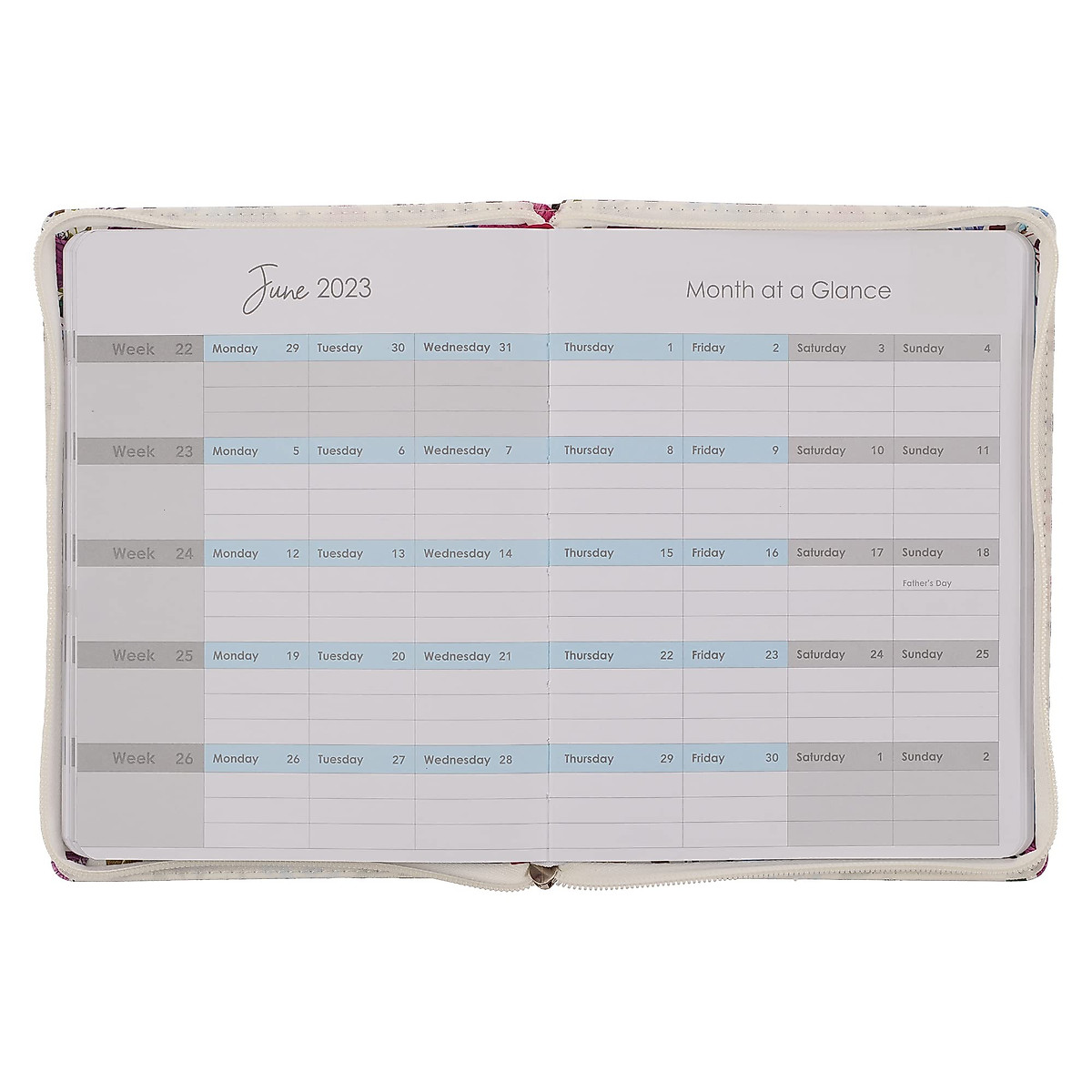 Christian Art Gifts 2023 - 18-Month Women's Faux Leather Personal Planner with Zipper Closure: His Mercies Are New Every Morning - Lamentations 3:22-23, Aug 2022-Jan 2024, Multicolored Floral, Large