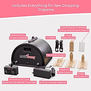 Motorbunny Original Ride-On Sex Machine - Dildo Mount Includes Link Remote App Controlled Vibrator, Rotation & Vibration Machine with 4 Attachments and 11 Settings Sex Toys for Couples, Men, Women