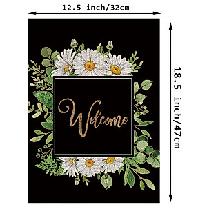 Spring Garden Flag Welcome Daisy Flowers Vertical Double Sided Seasonal Farmhouse Yard Outdoor Decor 12.5x18 Inch