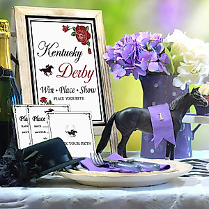 ANGOLIO Race Horse Party Supplies, 40Pcs Betting Card for Guess Who will Win the First on Horse Racing, Win Place Show Ticket Play Your Bets Card Derby Invitation Guessing Game Card