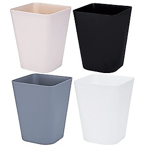 ALMOXVYE 4 Pack Small Trash Can, 1.6 Gallon Square Trash Can Wastebasket, Plastic Bedroom Garbage Can for Bathroom, Home, Laundry Room, Kitchen, Office, Kid Room, Dorm