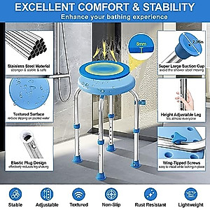UGarden Heavy Duty Stainless Steel Shower Chair Bath Seat, 350lbs Adjustable Bath Chair, Shower Stools for Seniors, Handicap Bathroom Stool, Round Bathtud Seat for Seniors, Disabled, Handicap, Injured