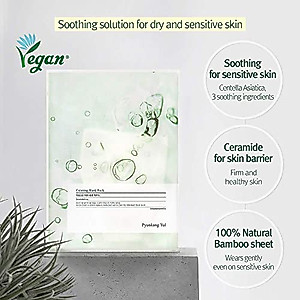 Pyunkang Yul Ceramide Calming Mask Pack 10 PCS - Korean Face Mask Skin Care Products - Beauty Face Mask Containing Panthenol, Hyaluronic Acid, Tea Tree, Shea Butter, Squalene and Cica - Korean Beauty