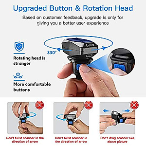 Upgraded Eyoyo 1D Wireless Ring Barcode Scanner Bluetooth, 3-in-1 USB Wired Inventory Bar Code Scanner Fast Scanning Portable Mini Finger Barcode Reader for Tablet iPhone IPad Android Windows Mac