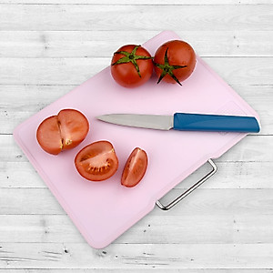 FIVETAS cutting boards for kitchen dishwasher safe,set of 3 with holder,plastic cutting boards with Easy-Grip Handles.GARLIC GRINDING AREA. BPA Free, Non-porous Non-Slip Feet