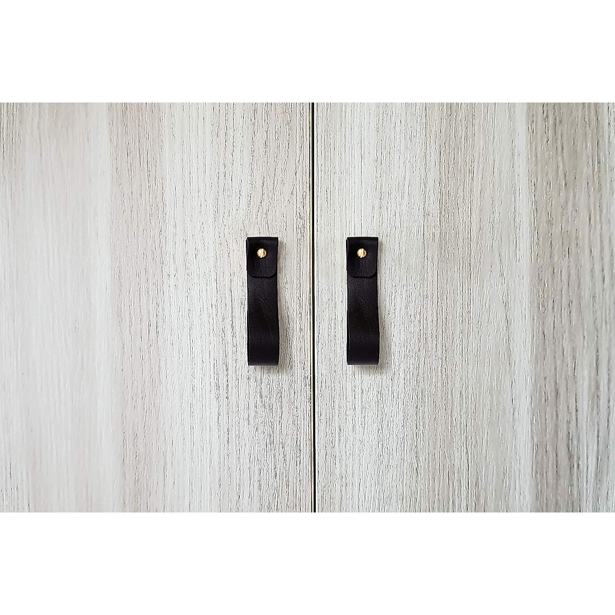 KEYAIIRA - Medium Leather and Brass Drawer Pull - Leather Closet Door Pulls for Kitchen cabinets knobs gold hardware furniture knobs and handles rustic home decor Minimal