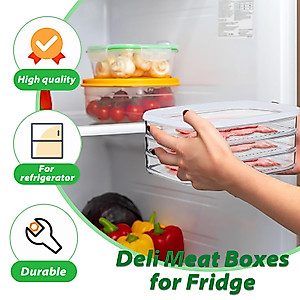 Niurewan Deli Meat Container for Fridge,Bacon Keeper With Lid for Refrigerator,Airtight Lunch Meat Stackable Storage Boxes for Cold Cuts,Salami,Deli,Lunch Meat,18.6oz