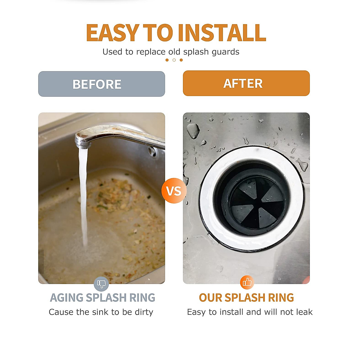 Garbage Disposal Splash Guard, Upgraded EPDM Rubber 3 3/8" for InSinkErator Evolution Series QCB-AM Kitchen Sink Baffle Drain Cover Removable Quiet Collar Insert Parts