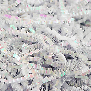MagicWater Supply Crinkle Cut Paper Shred Filler (4 oz) for Gift Wrapping & Basket Filling - Diamond White