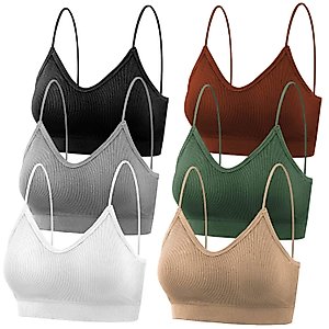 selizo Padded Bralettes for Women, 6 Pcs Sports Bras Women Pack, V Neck Cami Bando Bra Girls, L-XL