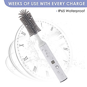 Electric Bottle Brush Set with Baby Bottle Brush, Nipple Brush, Straw Cleaner Brush, Electric Baby Bottle Cleaner, Gift for Pregnant Women and New Moms,White