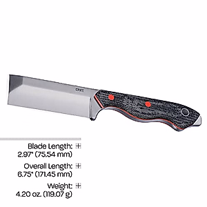 CRKT Razel Fixed Blade Knife: Everyday Carry Plain Edge, D2 Blade Steel, Resin Infused Fiber Handle w/Pocket Carry Sheath 4037,Silver/Black