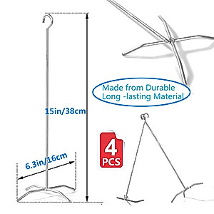 Reyhoar Super Skewers, Poultry Hanger, Turkey Holder, Pit Barrel Bronco Cooker Accessories, Vertical Grill Rack for Smoking Whole Chicken/Turkey, 4-Set with 4 skewers 4 Bases, Silver