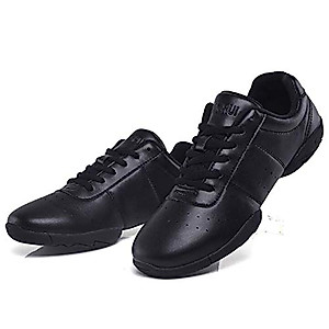 DADAWEN Adult & Youth White Cheerleading Shoes Sport Training Tennis Sneakers Competition Cheer Shoes Black US Size 7/EU Size 38