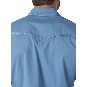 Wrangler Men's Retro Two Pocket Long Sleeve Snap Shirt, Blue, X-Large