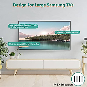 WALI M8 Screws for Samsung TV, M8 VESA TV Mounting Screws, Extra Long with 15mm Long Spacers and D8 Washers (UVSSP-B), Black