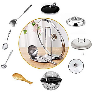 Lawei 3 Pack Lid and Spoon Rest - Pot Lid Holders Stainless Steel Pan Lid Organizer for Pots Pans Spoons