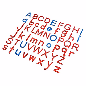 JE JOUE Montessori Letter Work Learning Materials Wooden Small moveable Alphabet Language Objects with Box (Red & Blue)