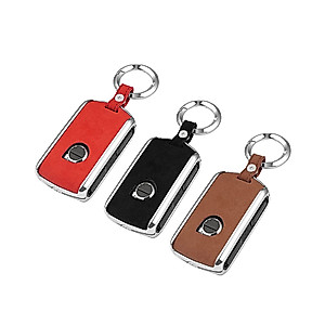SANRILY 1Pcs Suede Leather Smart Key Fob Cover for Volvo XC90 2018 XC60 S90 V90 2019 2020 Keyless Keychain Holder Full Protection Key Fob Shell Case Black