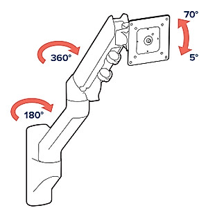 Ergotron – HX Single Ultrawide Monitor Arm, VESA Wall Mount – for Monitors Up to 49 Inches, 20 to 42 lbs, Less Than 8 Inch Display Depth – Standard Pivot, White
