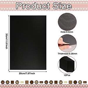 YSSPPOY 12 Pcs Fursuit Eye Mesh, 0.5mm Waterproof Printable Mesh Fabric for Mask Eyes, 7.87x11.81 inch Black PVC Eye Mesh for Furries Cosplay, Props, Fursuits, Craft Making