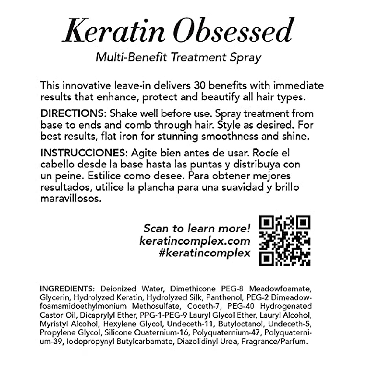 Keratin Complex - Keratin Obsessed Multi-Benefit Treatment Spray - 5 fl oz