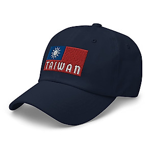 Taiwanese National Flag Hat (Embroidered) Adjustable Taiwan Dad Hat Navy