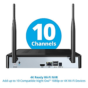 Night Owl 10 Channel Bluetooth Video Home Security Camera System with (3) Wi-Fi IP 4K HD Indoor/Outdoor Spotlight Cameras 2-Way Audio & 1TB Hard Drive (Expandable up to Cameras), BTWN81L-2-3-B