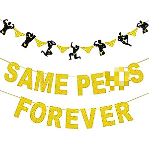 Bachelorette Party Banner Funny, Glitter Gold Bachelorette Party Banner Same Forever Sign for Bridal Shower Photo Booth Props Hen Party Supplies Engagement Backdrops Favors Hen Party Décor