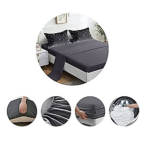 ROWADALO 5 Pieces Black Grey Glitter Sparkles Comforter Set Twin Size,Galaxy Starry Sky Bedding Sets 5 Pcs Bed in A Bag for Kids Teen Girls Ultra Soft All-Season Ombre Bedding Set,DJTGB5001Twin