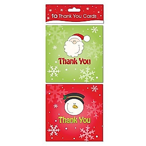 Christmas Thank you Cards With Envelopes Pack Of 10 Santa & Snowman Designs