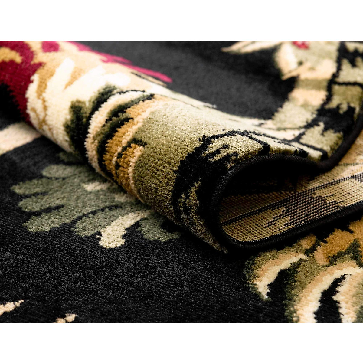 Unique Loom Barnyard Collection Area Rug - Farm (5' 3" Octagon, Black/ Cream)