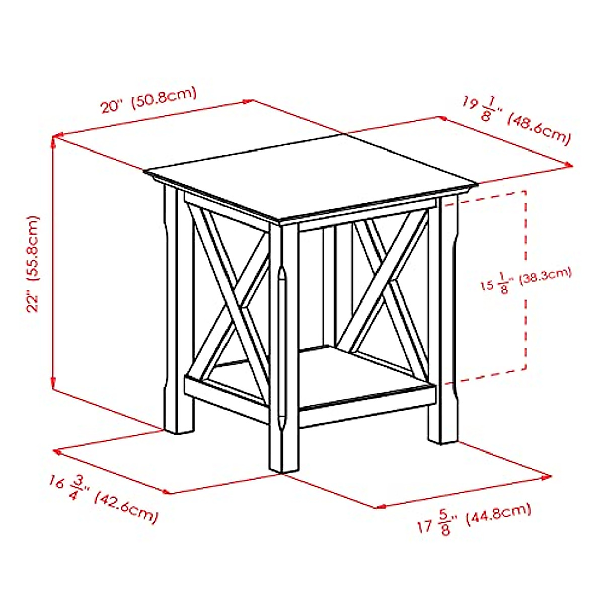 Winsome Xola 20W x 19.13-Inch D End Table, Cappuccino (40420)