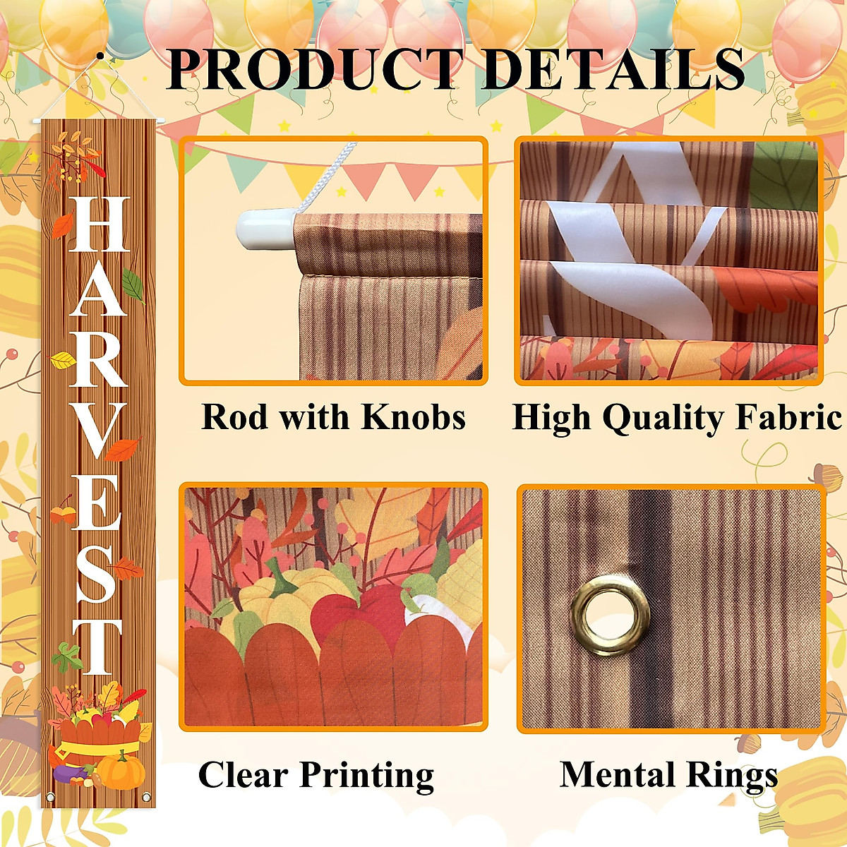 Uniwish Happy Fall Y'all Porch Banner Front Door Sign Harvest Bunting Vertical Welcome Hanging Flags for Fall Thanksgiving Decorations Garland Autumn Farmhouse Home Yard Decor