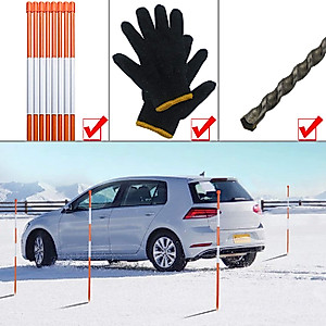 Sunnyglade 100PCS 48 Inch Driveway Marker Set 1/4 Inch Dia Fiberglass Reflective Snow Stakes with Steel Drill Bit & Protection Gloves for Parking Lots, Walkways(100, 1/4 Inch)