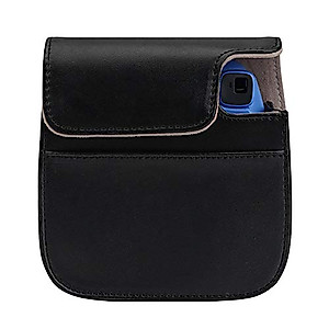 Blummy PU Leather Camera Case Compatible with Fujifilm Instax Mini 11/ Mini 9/ Mini 8 Instant Camera with Adjustable Strap and Pocket (Black)