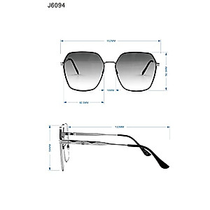 Jessica Simpson Women's J6094 Metal Hexagonal Sunglasses with UV400 Protection - Glamorous Sunglasses for Women, 60.5mm