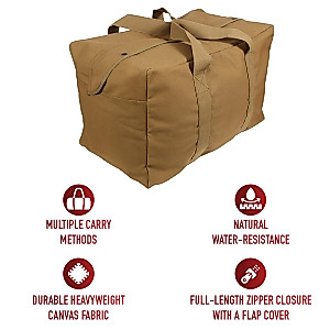 Rothco Canvas Parachute Cargo Bag Extra Large Duffle Bag 75L, Coyote Brown