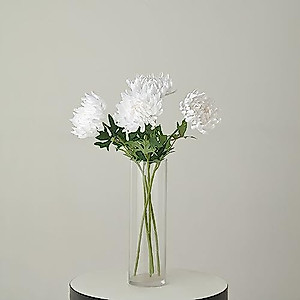 Efavormart 3 Stems | White 27" Artificial Silk Chrysanthemum Bouquet Flowers, Large Faux Mum Branches