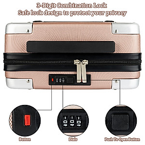 Lzttyee Small Hard Shell Cosmetic Case Travel Hand Luggage Portable Carrying Makeup Case Suitcase (Rose gold)