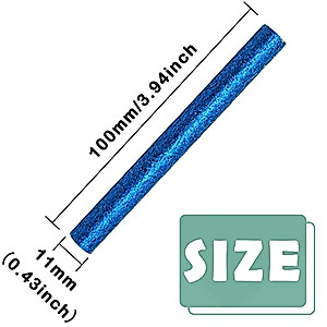 20pcs 11mmx100mm Glitter Blue Glue Sticks for Glue Gun,Hot Glue Gun Refill Sticks for Handmade Craft DIY Project