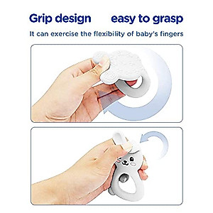 Baby Teething Toys BPA-Free Cute Silicone Bunny Teethers-Easy to Hold Soft and Comfortable Help take The Stress Out of Teething,Perfect for Newborn Girls and Boys (White)