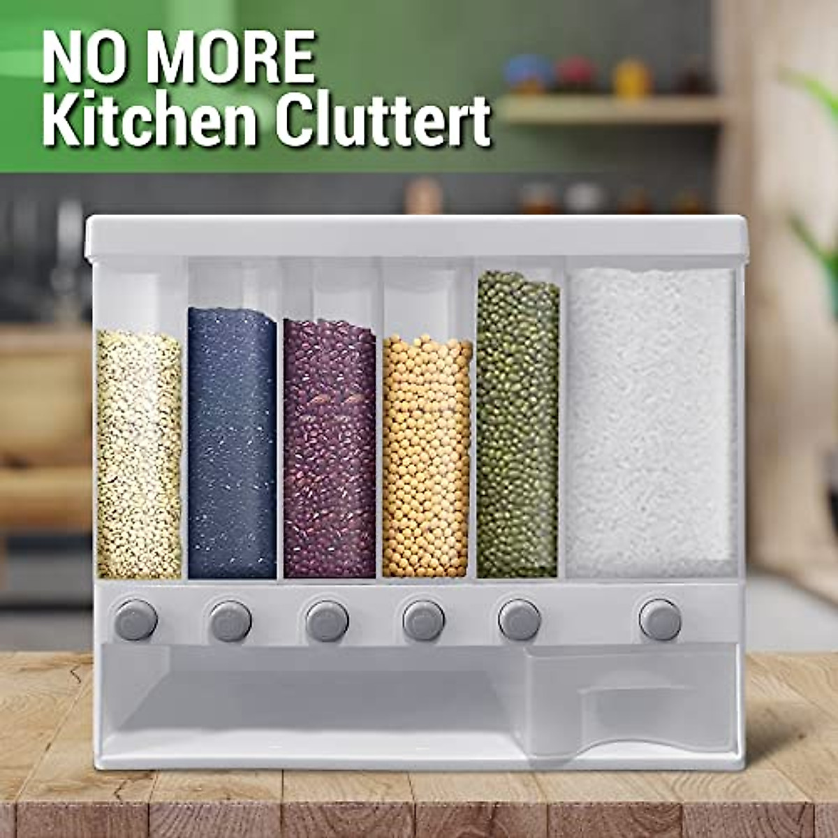 Dry Food Dispenser Cereal Container-Rice Dispenser 22 Pounds Pantry & Kitchen Storage Bucket (White)