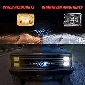 BLIAUTO DOT Approved 4x6 LED Headlights 4PCS 65W Hi/Low Sealed Beam H6545 Rectangular Projector Headlamp Replace H4651 H4652 H4656 H4666 for Kenworth T600 T800 W900 Peterbilt 378 379 Truck