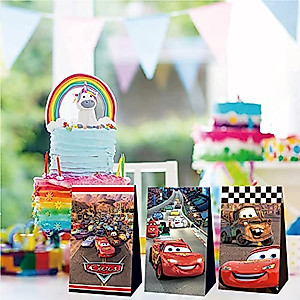 24pc car Party Gift Bags,12pc Gift Bags and 12pc stickers Party Supplies for Kids Cute marioo Themed Party, Birthday Decoration Gift Bags Well for Girls or Boys