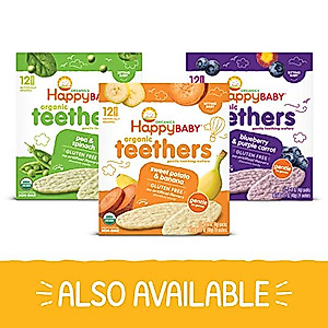 Happy Baby Organics Baby Snacks, Gentle Teething Crackers, Gluten Free & Vegan, Mango & Pumpkin, 12 Count (Pack of 6)