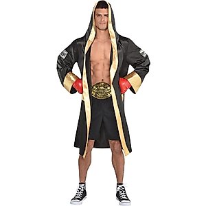Amscan Black & Gold Satin Boxing Robe (Adult Size) 1 Pc. - Reusable & Washable Soft Satin Robe, Perfect for Halloween Costume, Cosplays, Costume Parties, Pretend Play & More